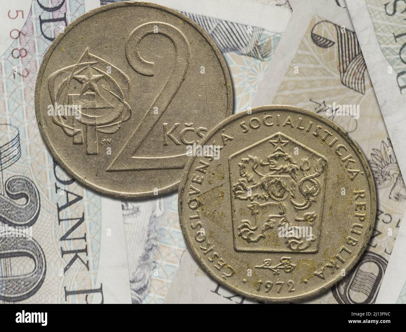 Old Czechoslovak koruna coins, vintage money Stock Photo - Alamy