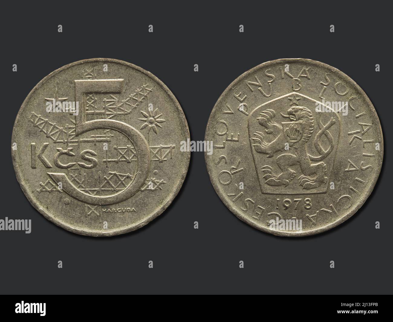 Old Czechoslovak koruna coins, vintage money Stock Photo - Alamy