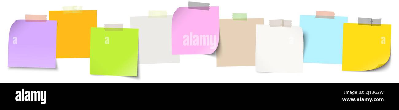 eps vector illustration with business little sticky notes in a row with ...