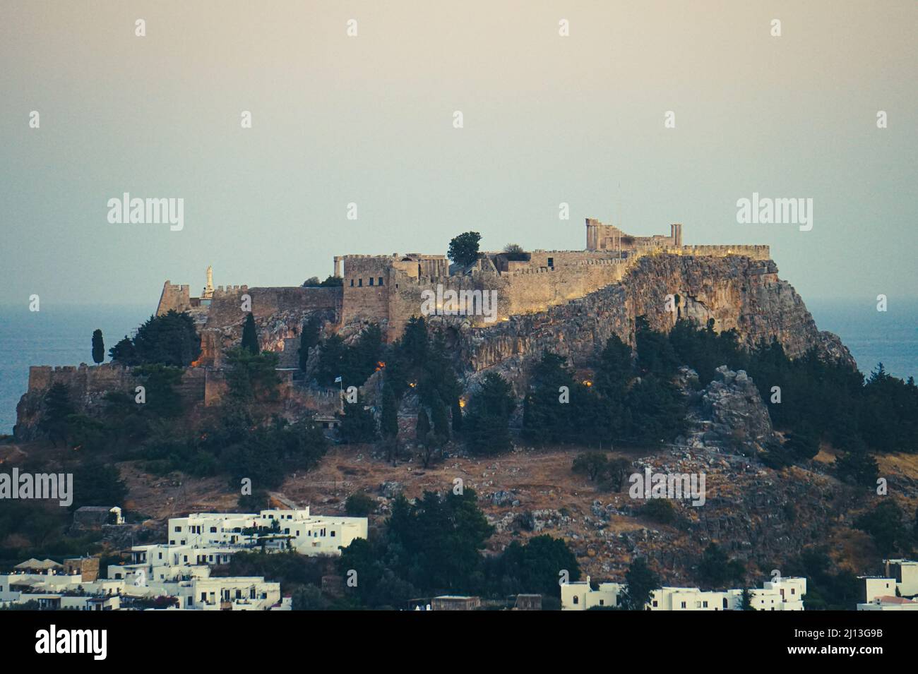 Castle at the acropolis of Lindos Stock Photo - Alamy
