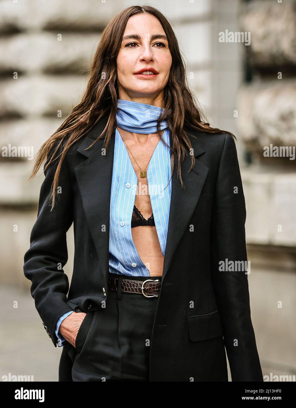 PARIS, France- March 5 2022: Ece Sukan on the street in Paris Stock ...