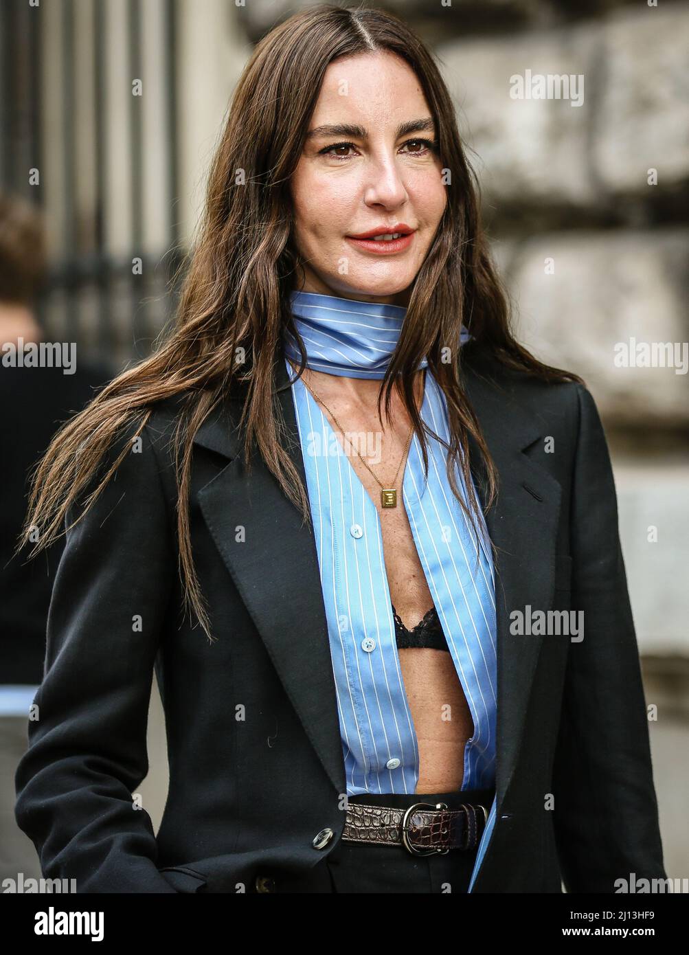 PARIS, France- March 5 2022: Ece Sukan on the street in Paris Stock ...