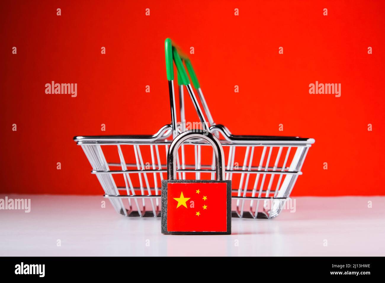 Chinese icon with china sanctions closed ban. Business finance ...