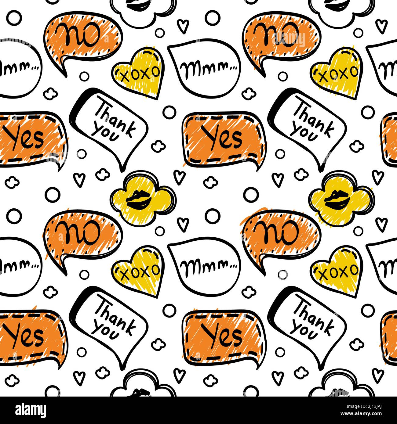 A seamless pattern of speech bubbles with hand-drawn, doodle-style ...