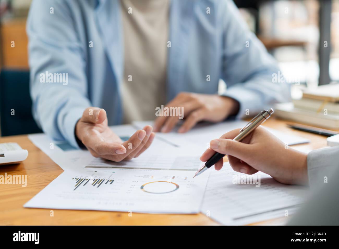 Business negotiation concept the business agent sharing his idea to his ...