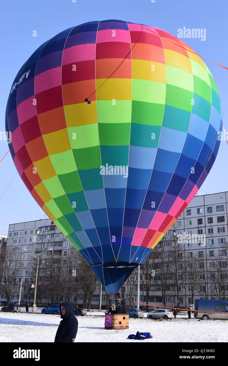 Kharkiv Ukraine February 20 2021 Colorful Hot Air Balloons During