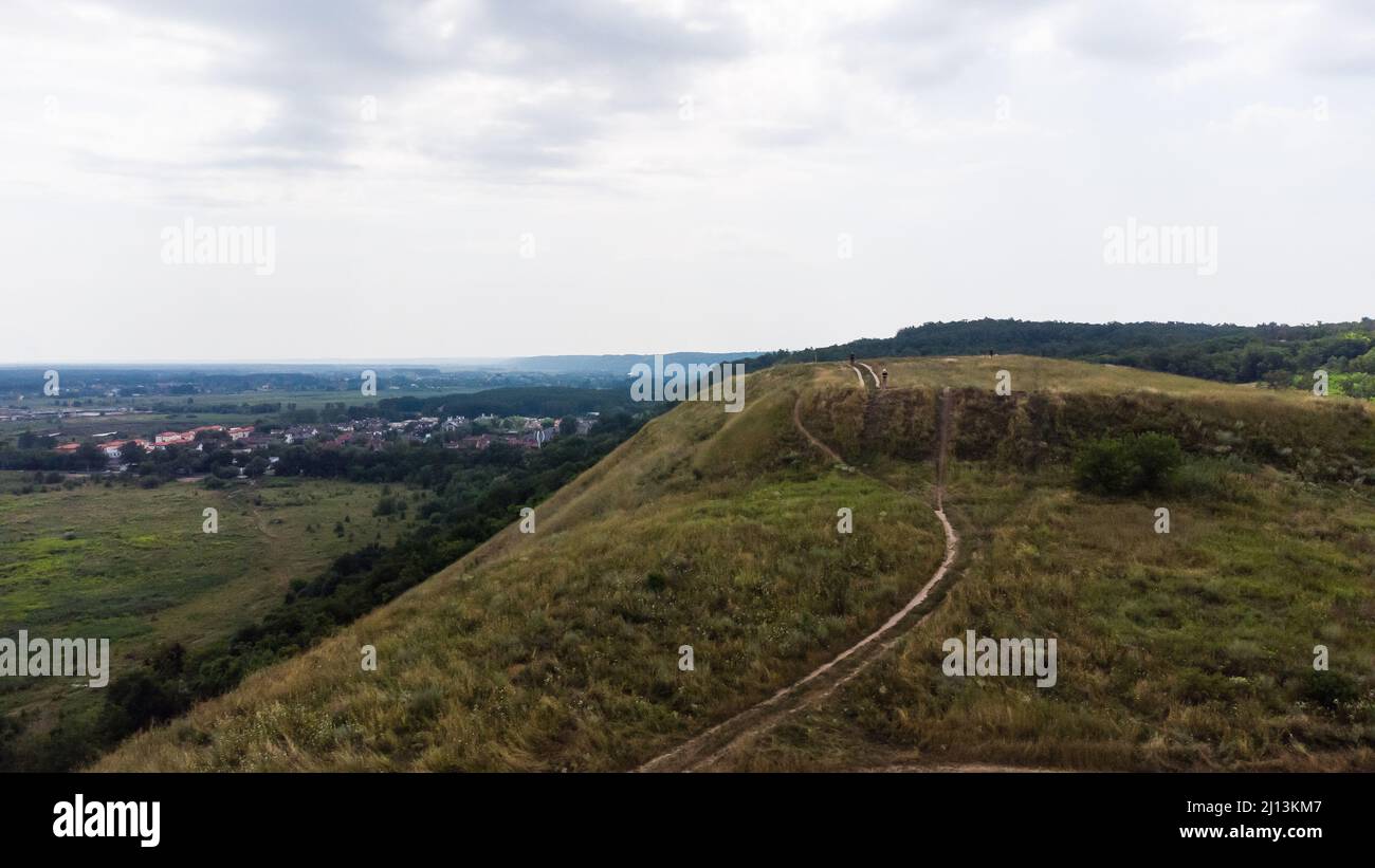 Extensive rural landscape with patches of fields, orchards and hedges ...