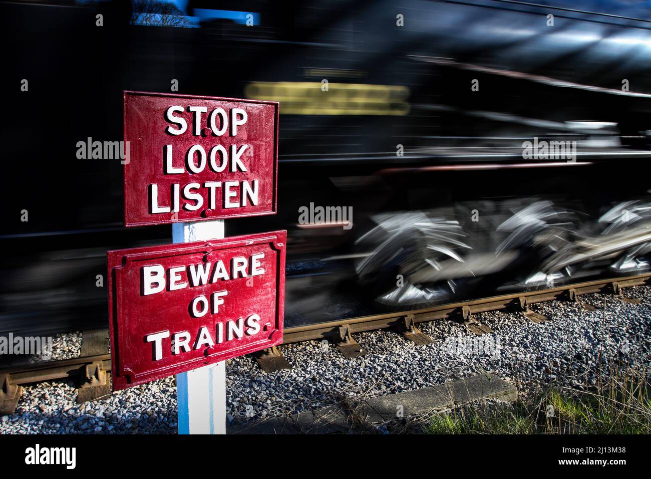 Danger stop look listen sign hi-res stock photography and images - Alamy