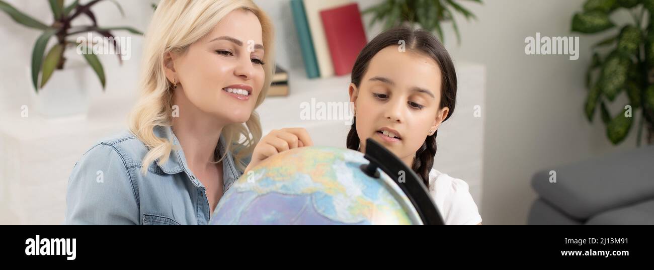 mother daughter study together at home Stock Photo - Alamy