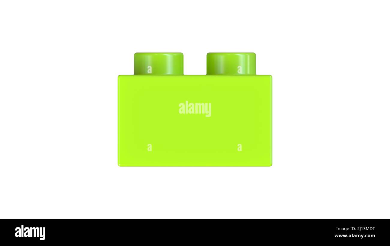 8K Ultra HD Side View of a Lime Green Plastic Lego Toy Brick Isolated ...