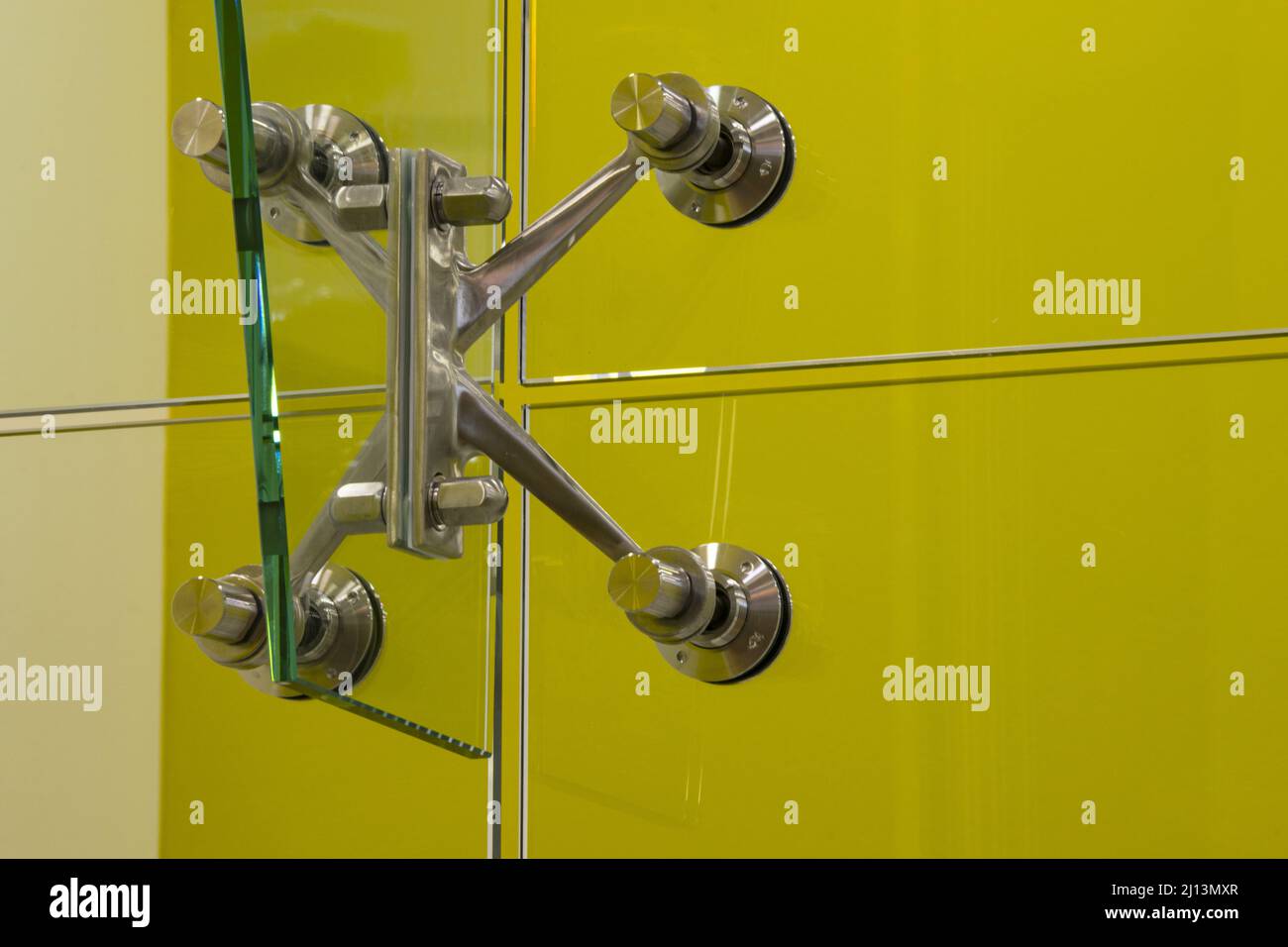 glass anchor in office interior, modern engineering and architecture in ...