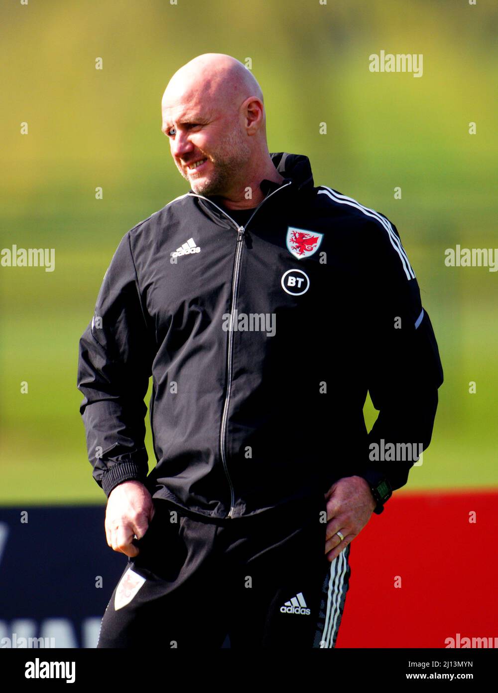 Wales manager Rob Page during a training session at The Vale Resort ...