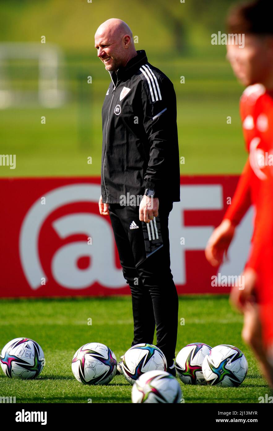 Wales manager Rob Page during a training session at The Vale Resort ...