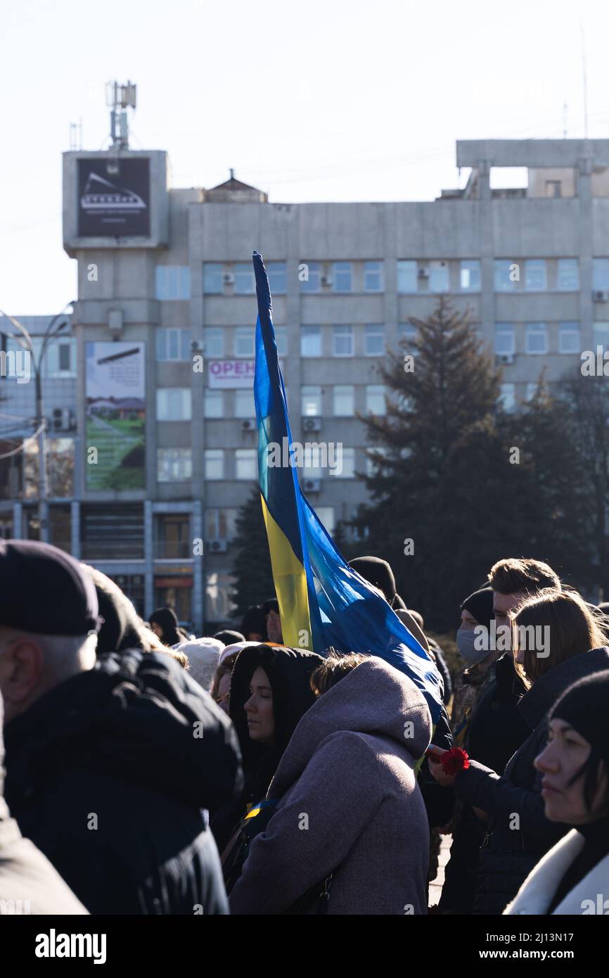 Poltava, Ukraine - 20 Feb 2022 Nebesna Sotnia Monument and requiem ...