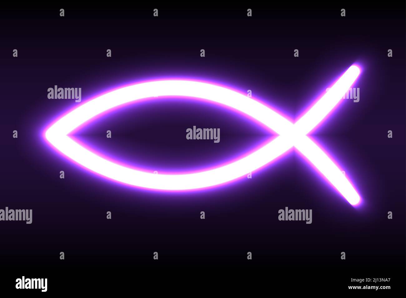 Jesus fish symbol, with neon glow effect, over black. Sign of the fish ...