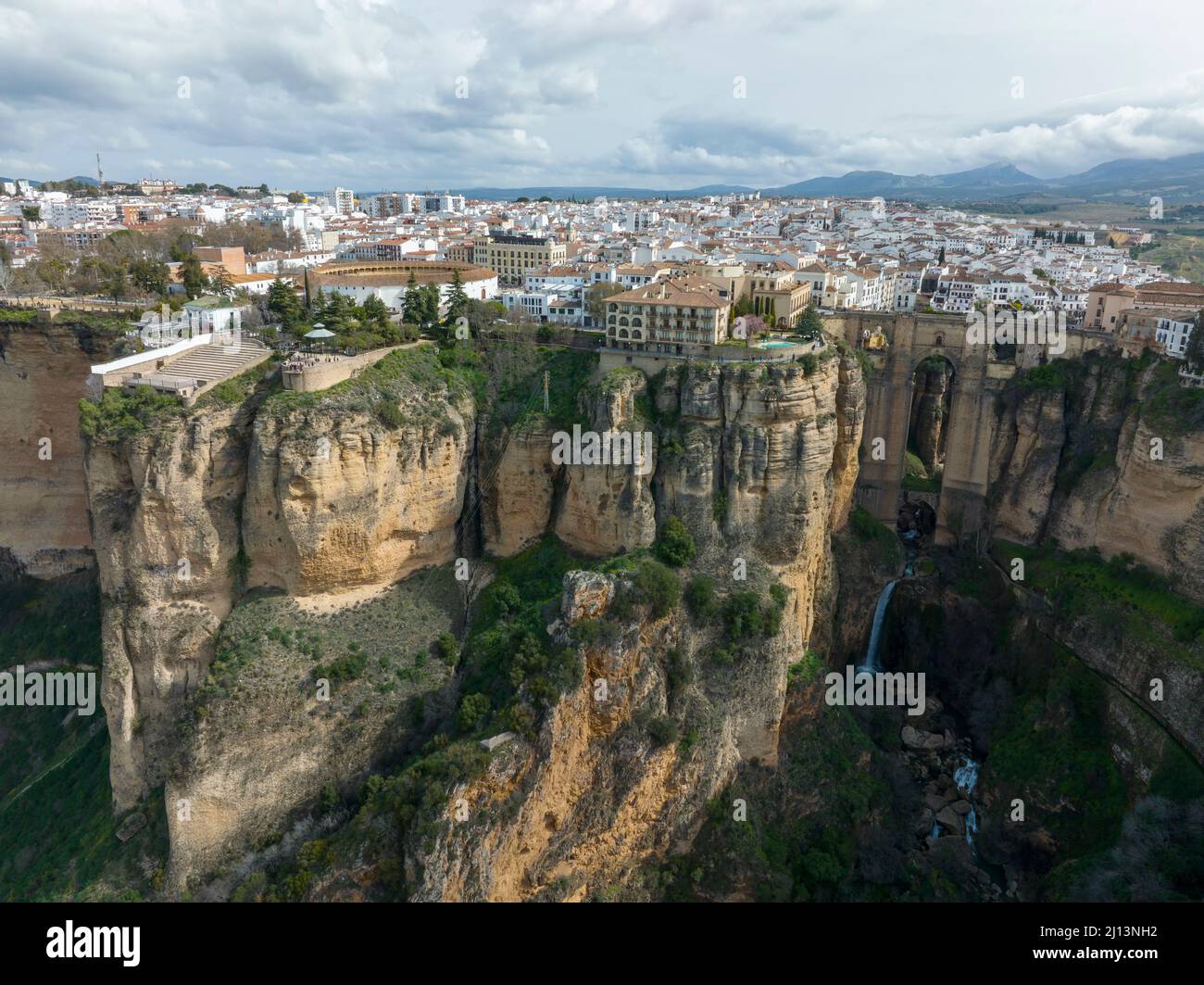 aerial view of the monumental city of Ronda in the province of Malaga ...