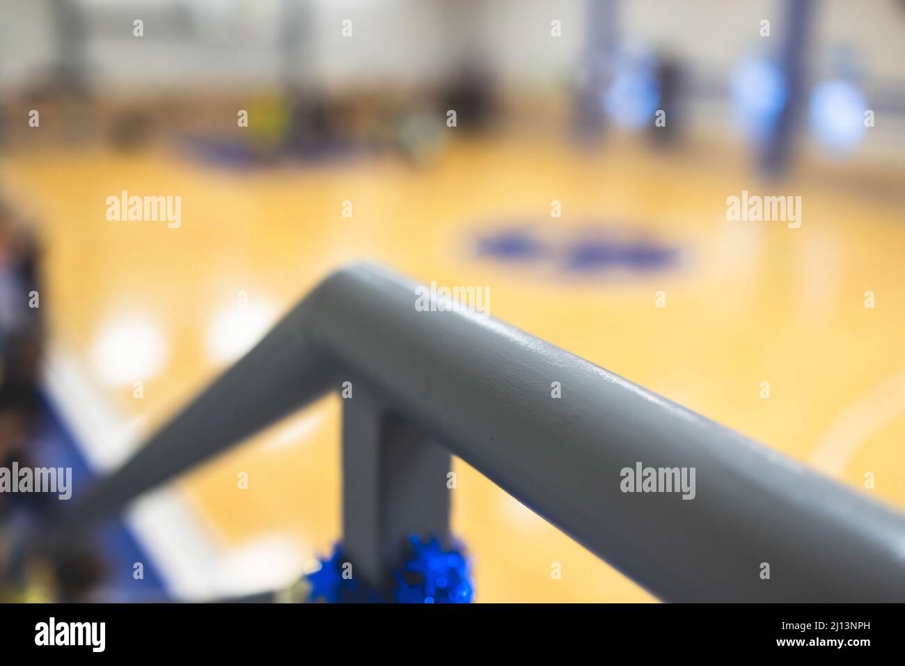 View of basketball court hall indoor venue with junior teenage school ...