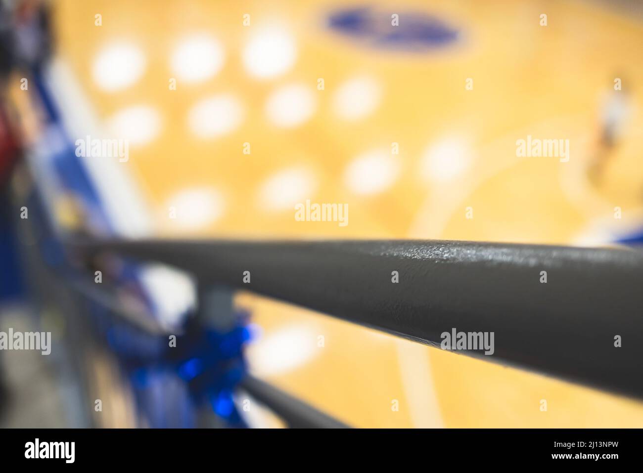 View of basketball court hall indoor venue with junior teenage school ...