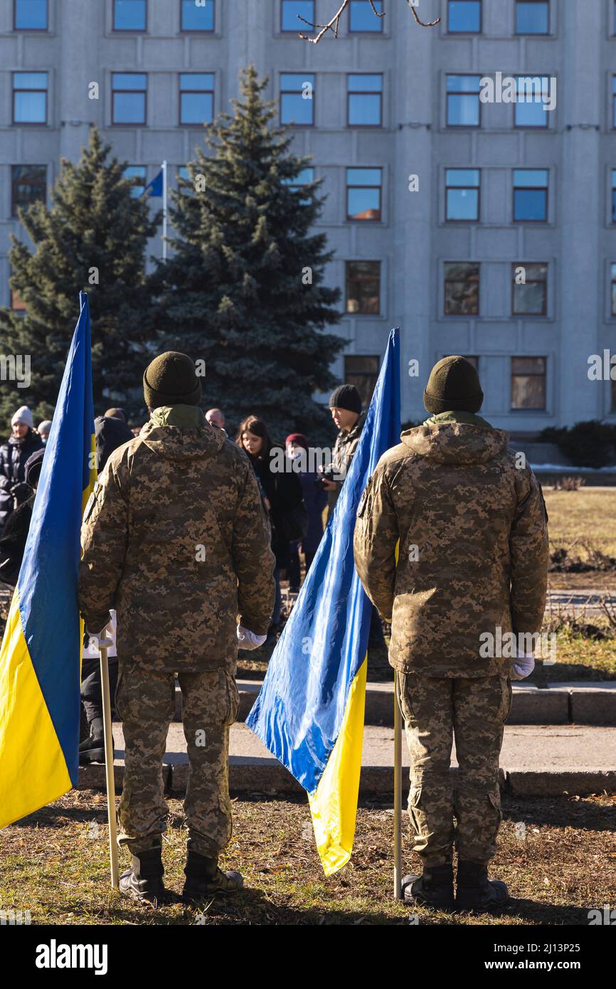 Poltava, Ukraine - 20 Feb 2022 Nebesna Sotnia Monument and requiem ...