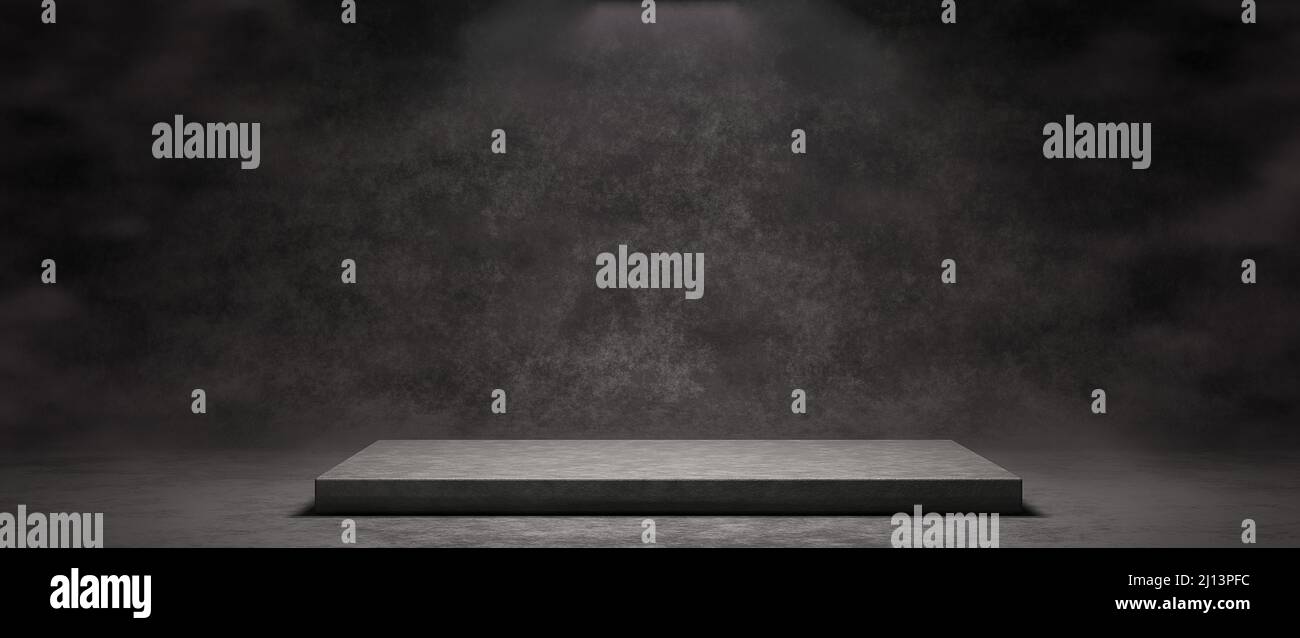Empty Platform Podium Pedestal Studio Room Dark Room Dark Grey Colors ...