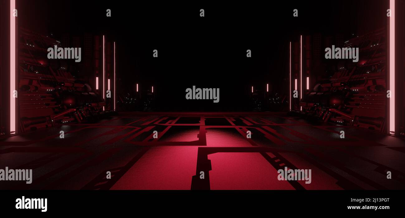 Ultramodern Dystopian Alien Interior Empty Studio Silver Gray Colors ...