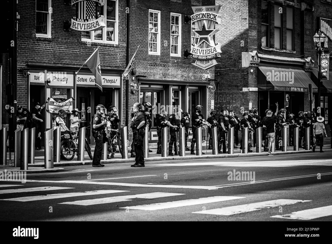 Police officers working during a black lives matter protest on the 4th ...