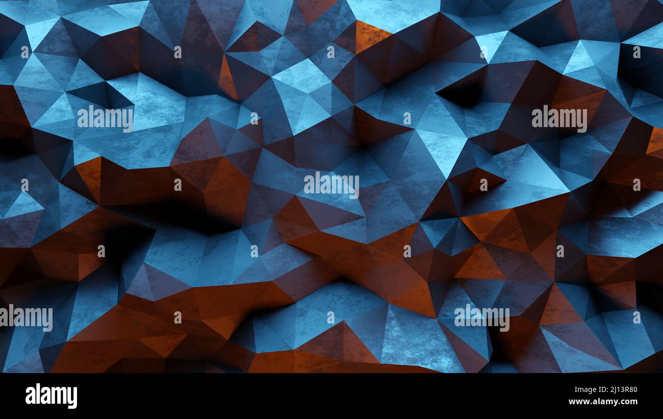 Dark abstract background with polygonal chaotic pattern on the wall. 3d ...