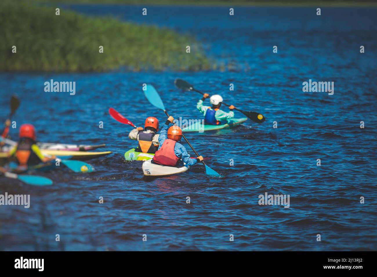 Kids learn kayaking, canoeing whitewater training in the lake river ...