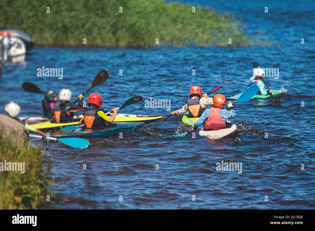Kids learn kayaking, canoeing whitewater training in the lake river ...
