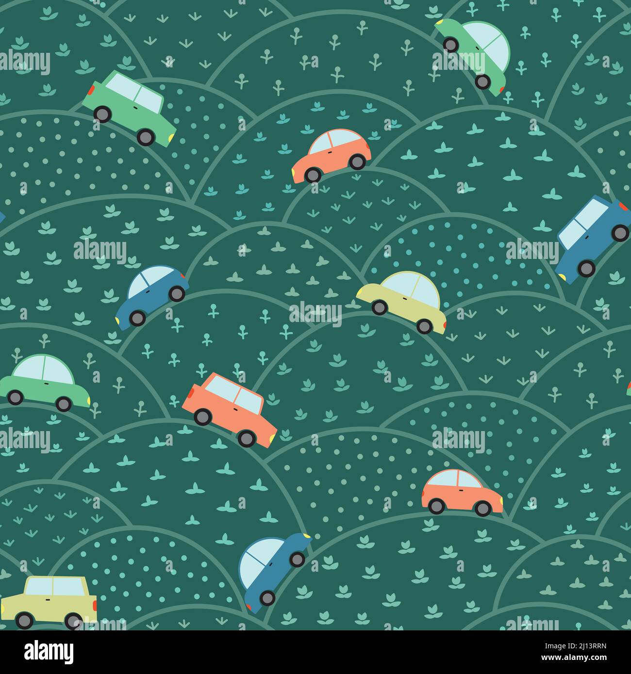 Seamless vector pattern with cars. children's style. cars are driving ...
