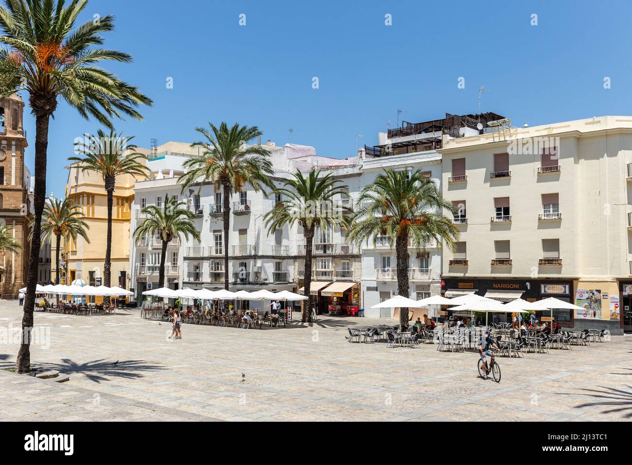 Beautiful "LA Cathedral " Square in Cadiz. View of the Cathedral of ...