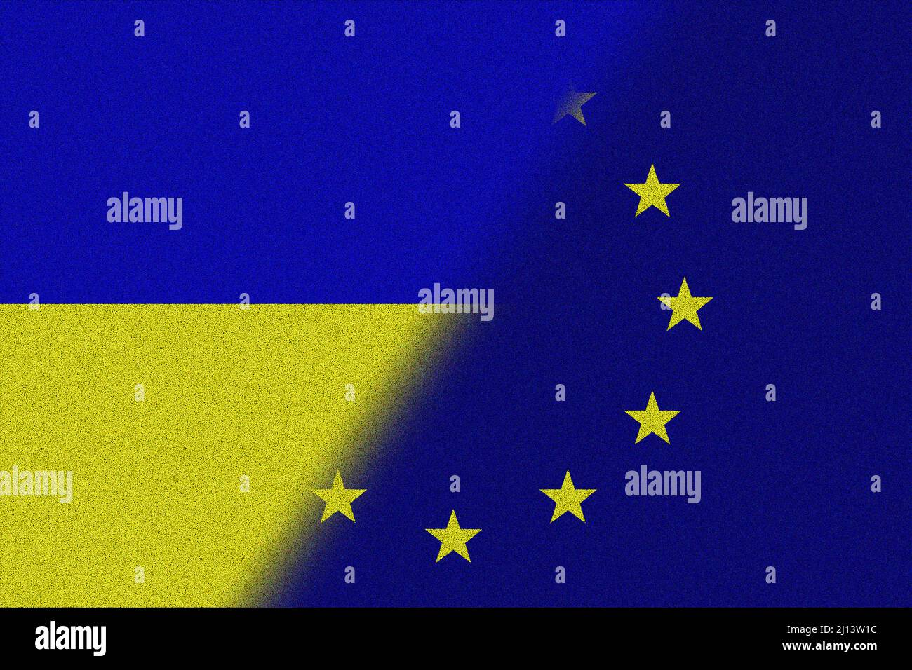 European Union (EU) and Ukraine. European Union flag and Ukraine flag ...