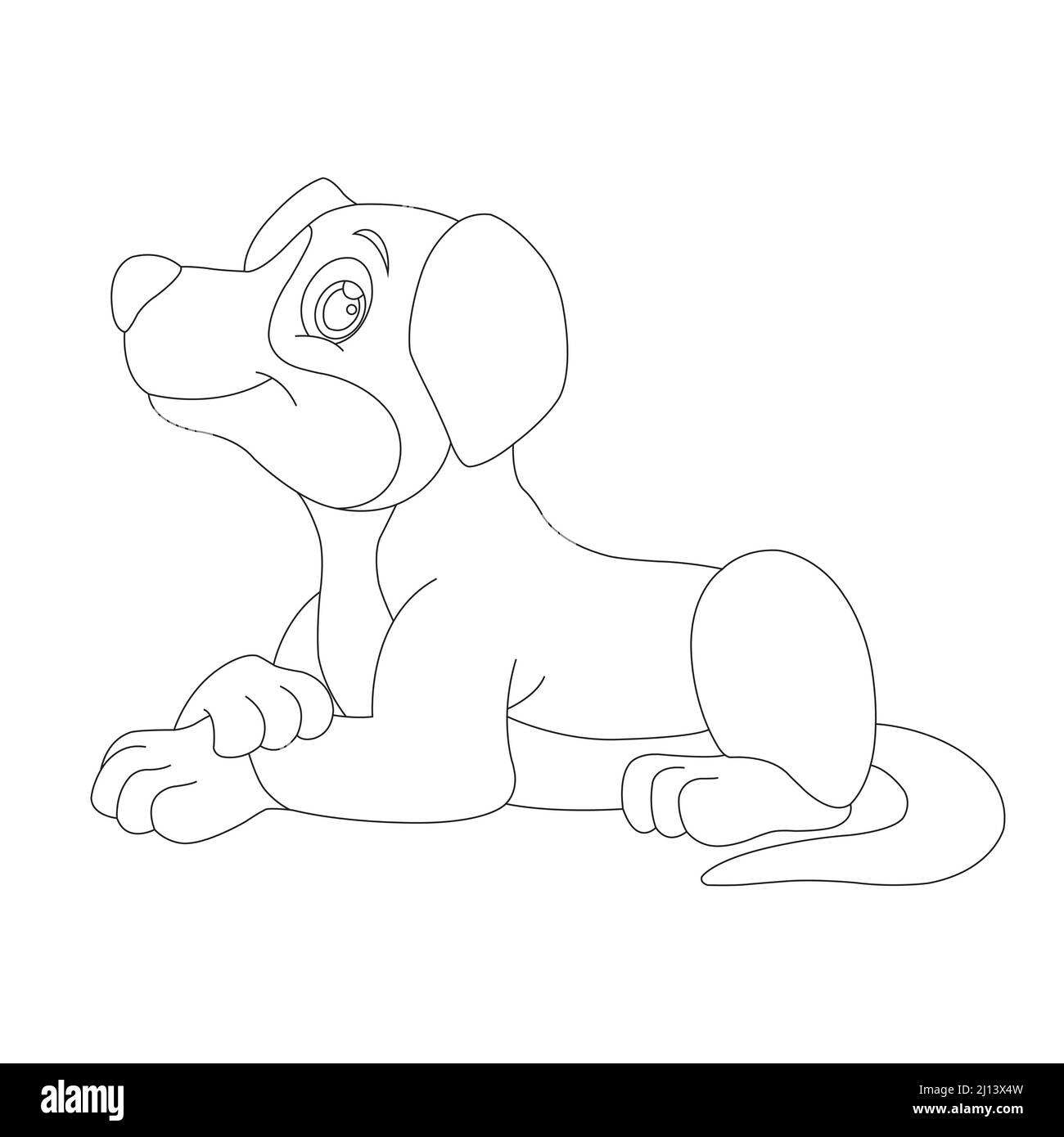 Cute puppy dog outline coloring page for kids animal coloring book ...