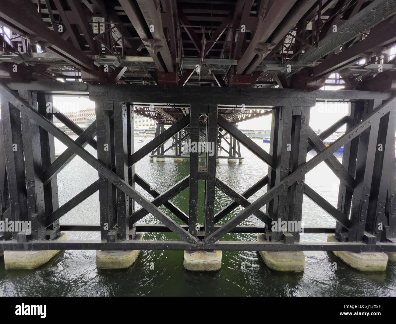 Metal structure of Pyrmont Bridge, Swing bridge in Sydney, New South ...