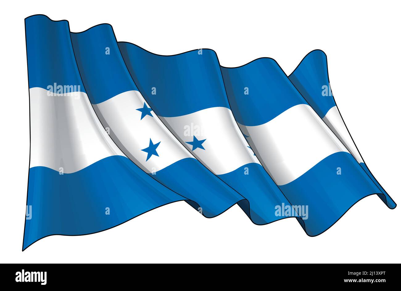 Vector illustration of a Waving Flag of Honduras. All elements neatly ...
