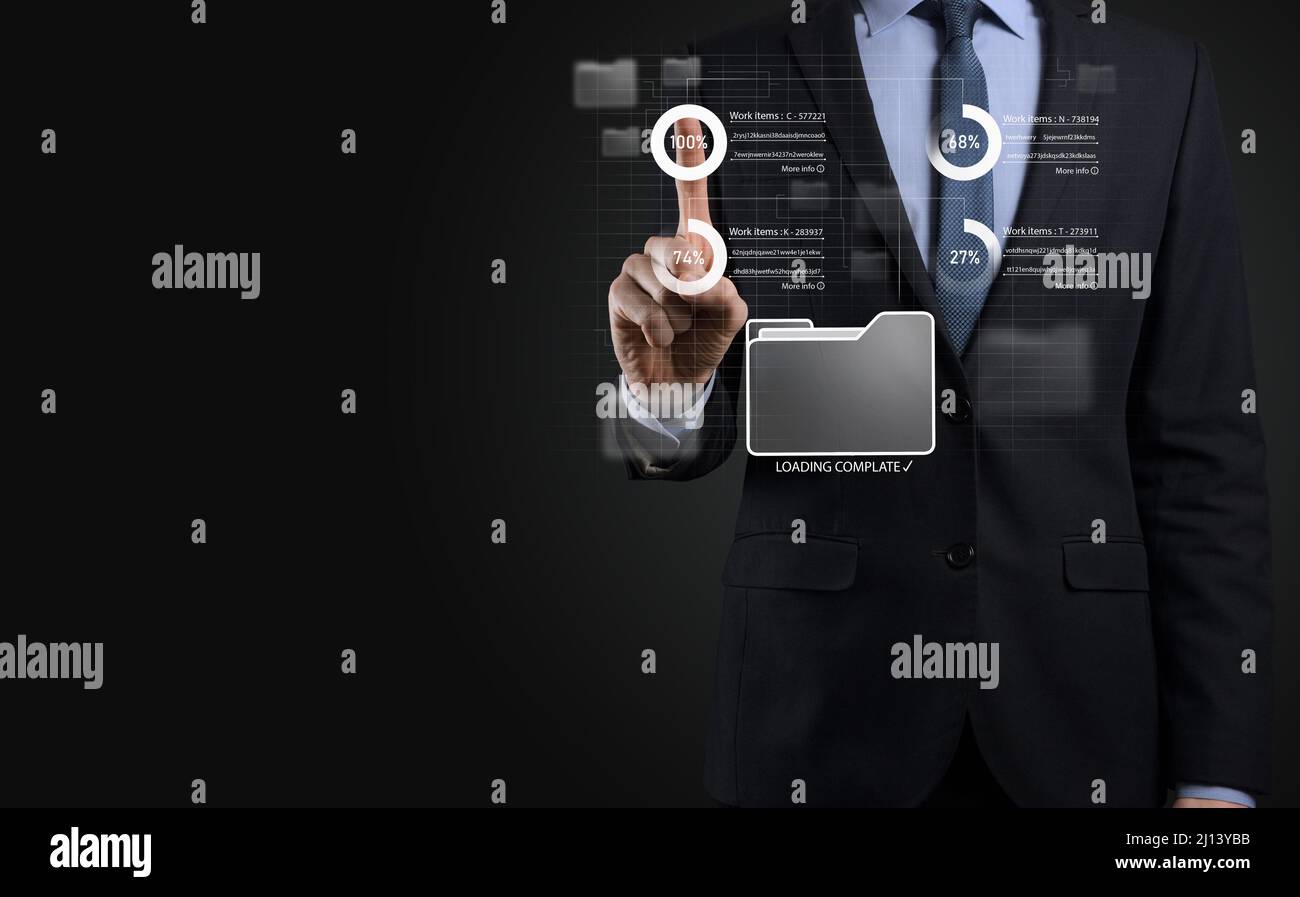 Business developer hand using board framework on virtual modern ...
