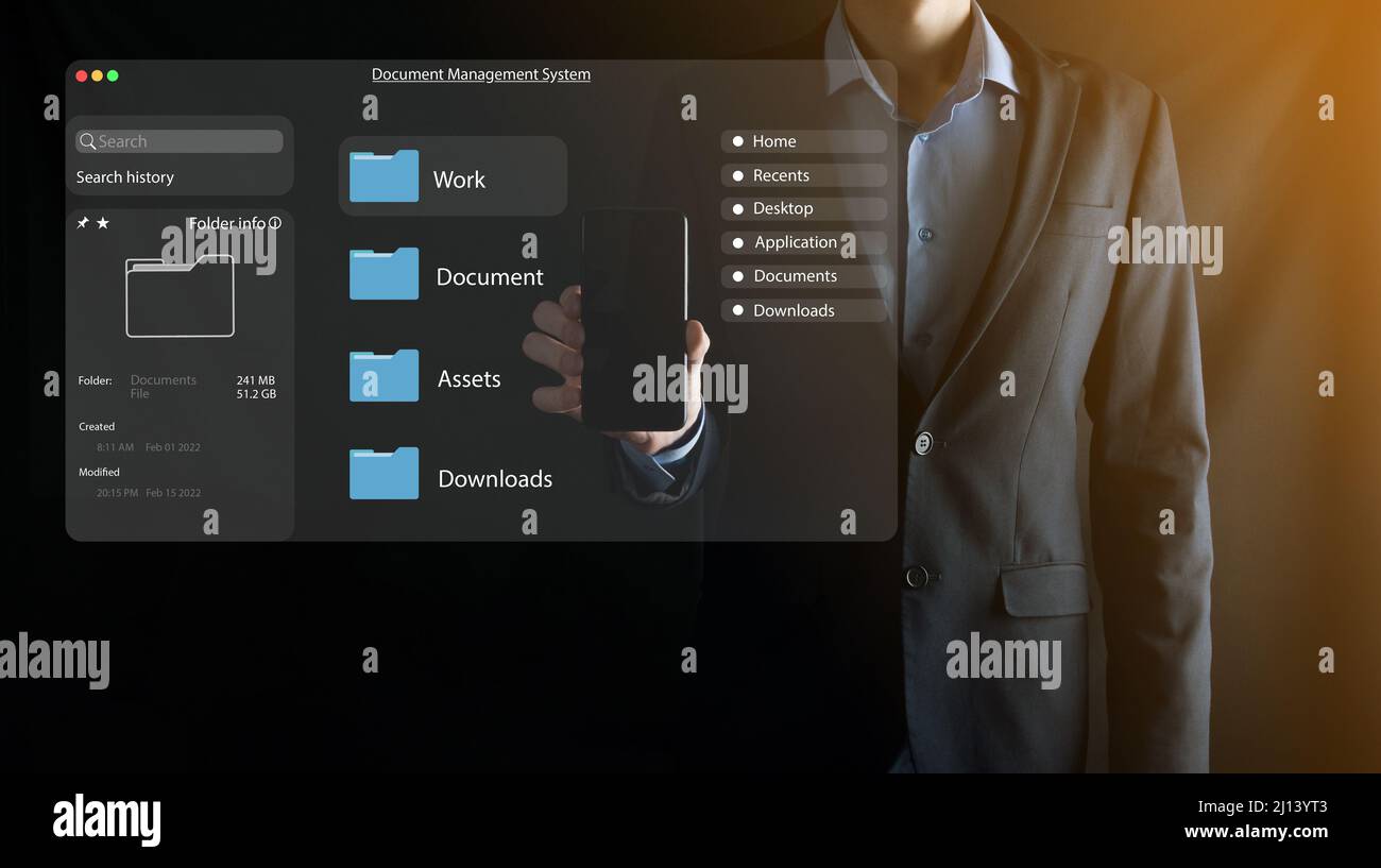 Document management concept. Virtual screen icons Document Management ...