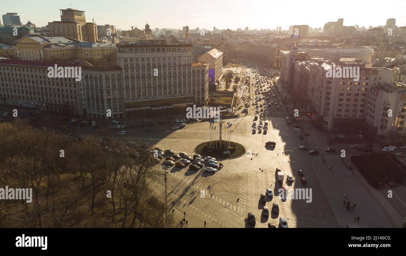 View of the central street of Kyiv - Khreshchatyk - from Independence ...