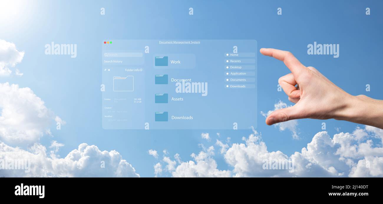 Document management concept. Virtual screen icons Document Management ...