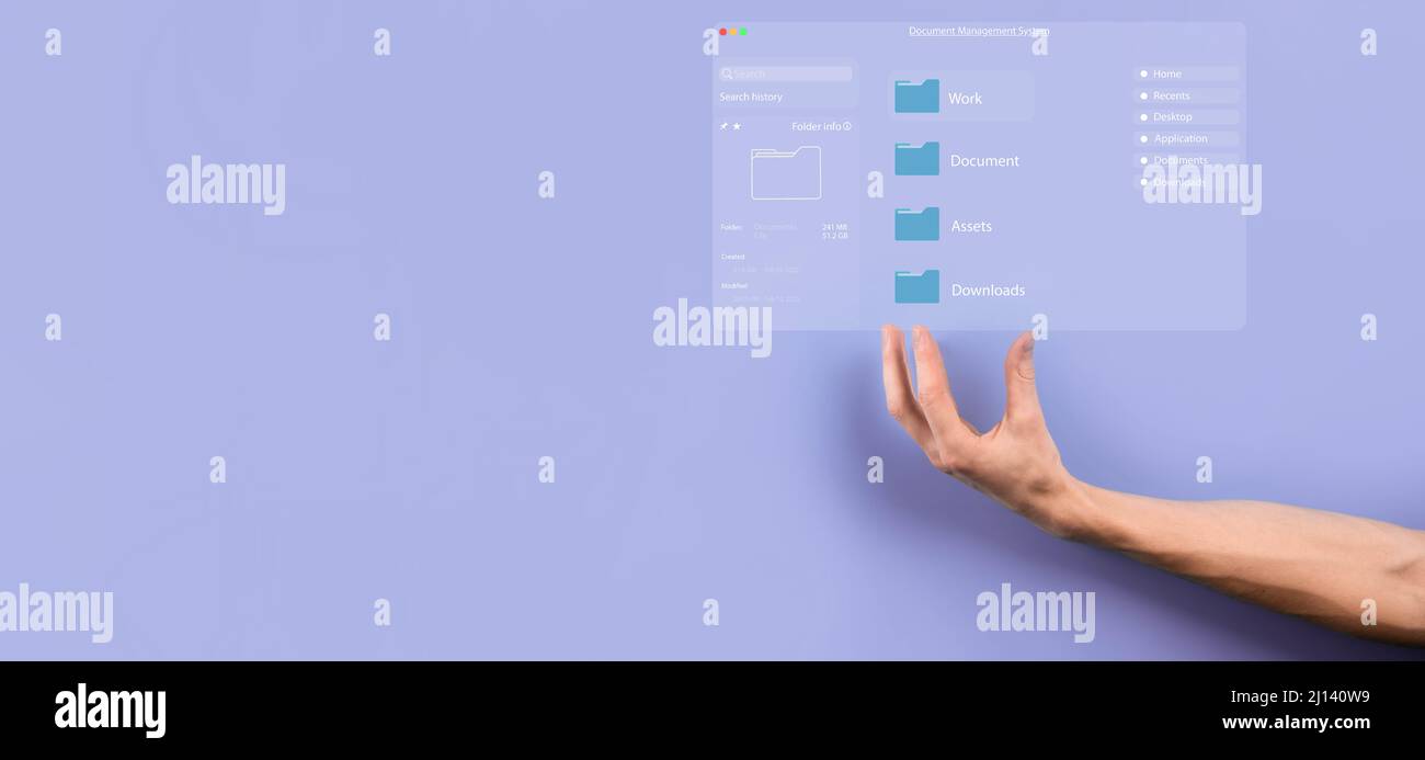 Document management concept. Virtual screen icons Document Management ...