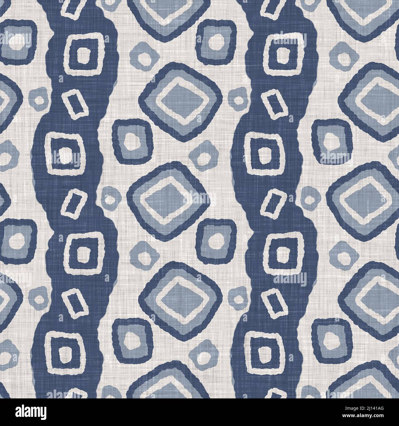 French blue geometric linen seamless pattern. Tonal farmhouse cottage ...