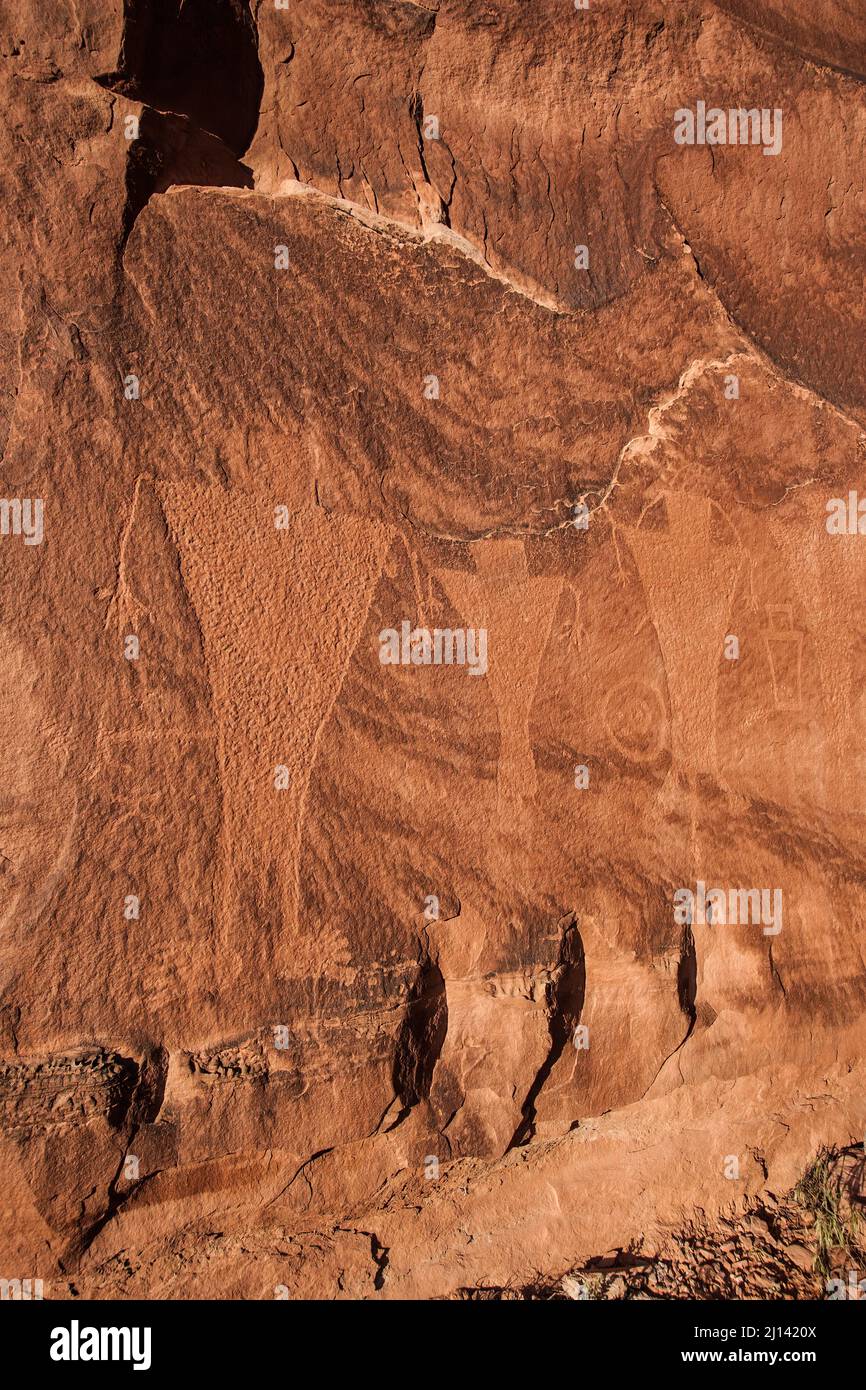 Ancestral Puebloan Native American rock art in Kane Creek Canyon near ...