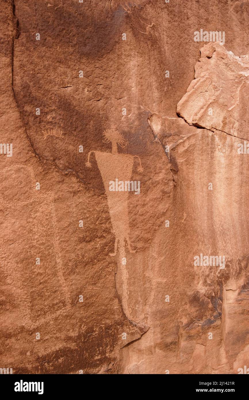 Ancestral Puebloan Native American rock art in Kane Creek Canyon near ...