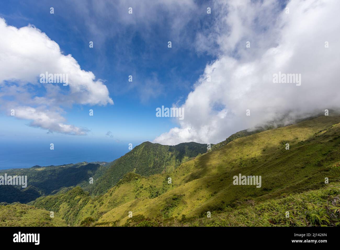 Hike to the top of Mount Pelee, Martinique, French Antilles Stock Photo ...