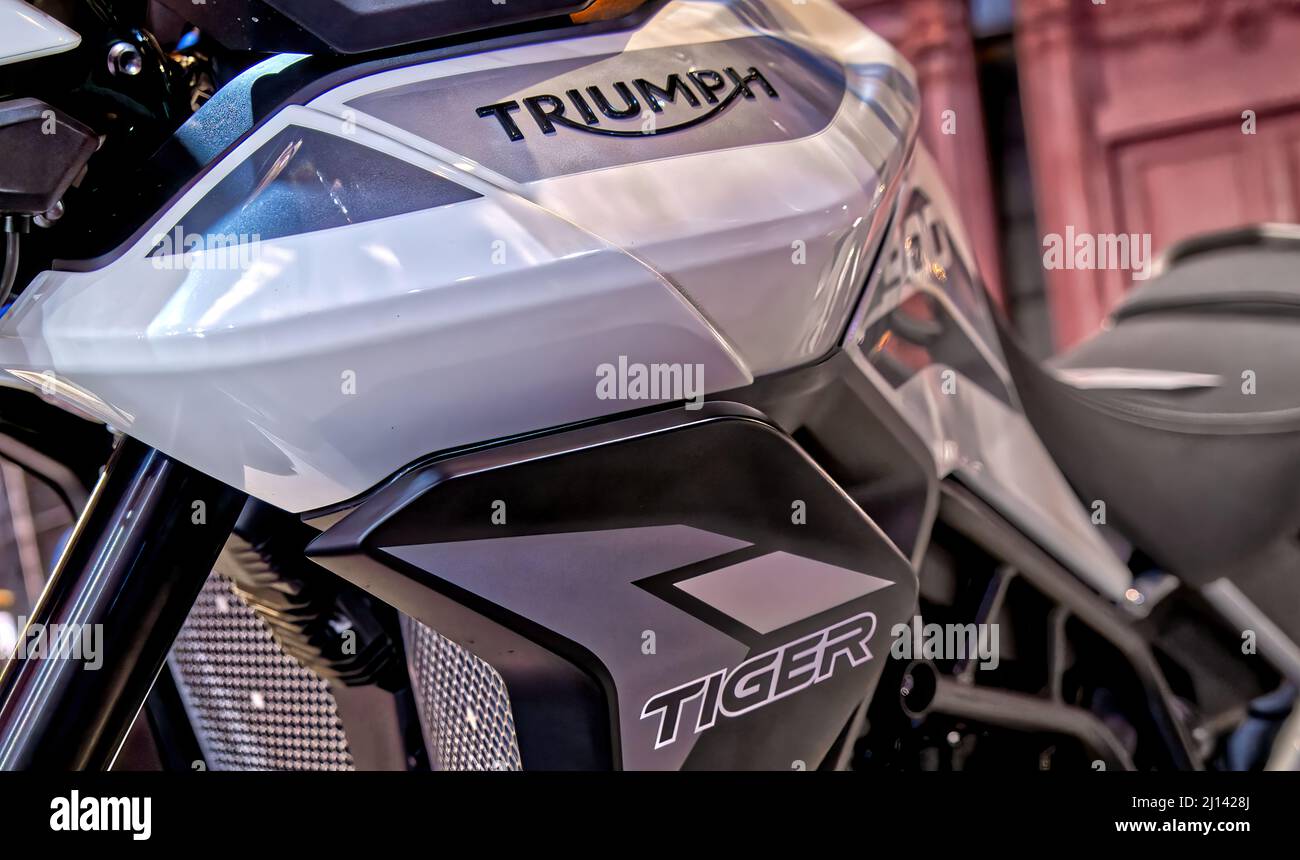 Triumph Tiger, partial view of the legendary motorcycle from British ...