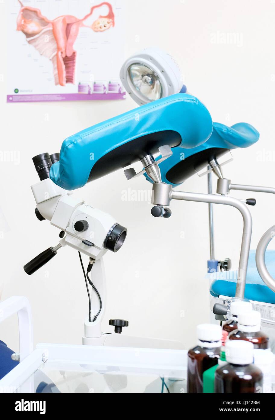 Gynecological room in clinic with chair and equipment, tools for ...