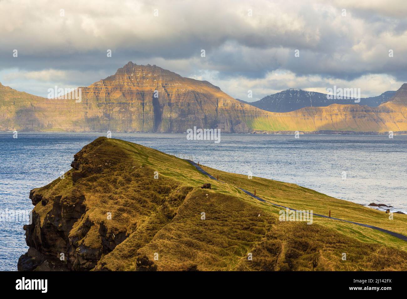 Sunset over the Faroe Islands, a volcanic archipelago in the Atlantic ...