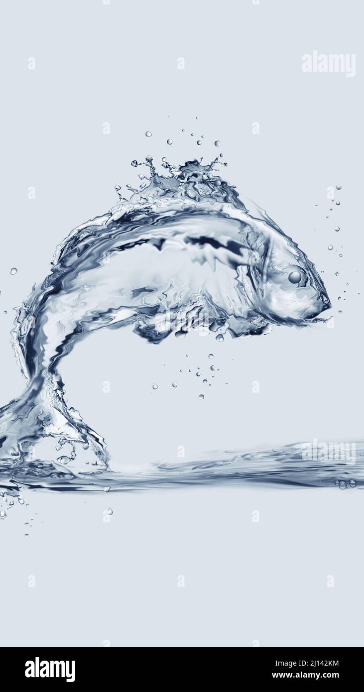 A fish made of water jumping into water Stock Photo - Alamy
