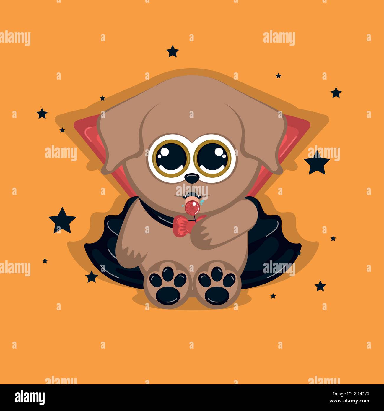 Isolated cute dog cartoon character with a vampire costume Vector Stock ...
