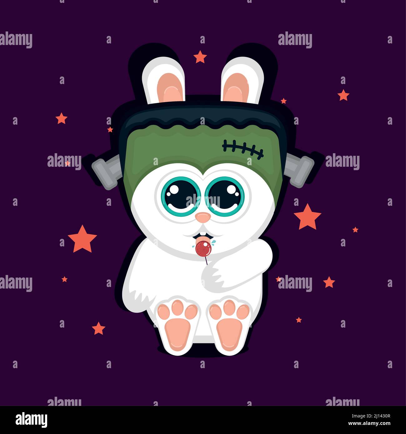 Isolated cute rabbit cartoon character with a zombie costume Vector ...